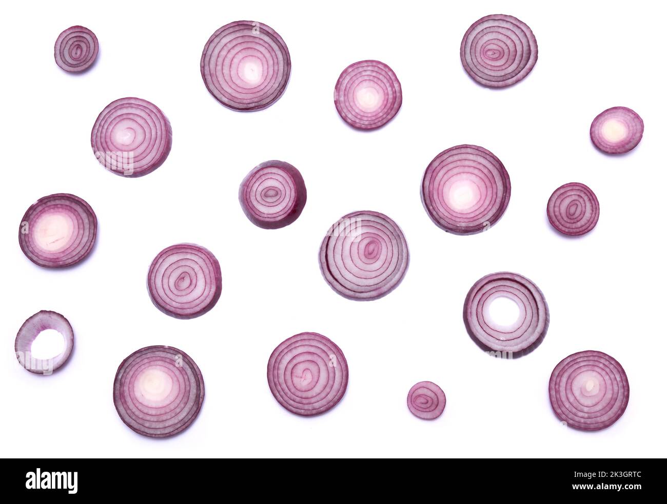 round slices of red onion isolated on white background Stock Photo - Alamy