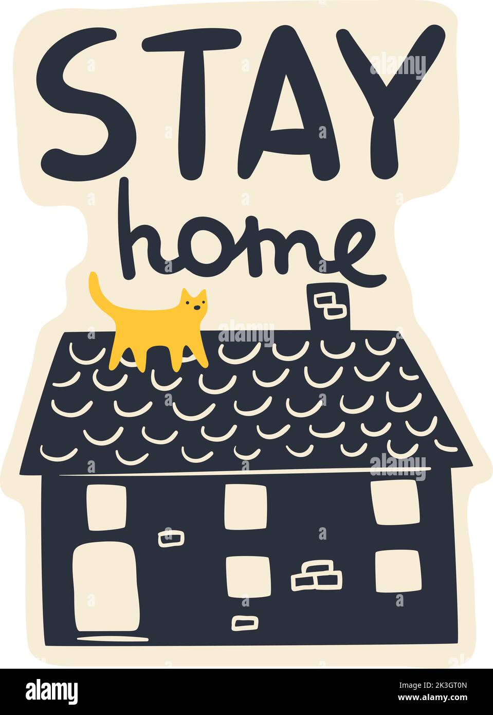 Houses lettering sticker. Little residential building with funny cozy ...
