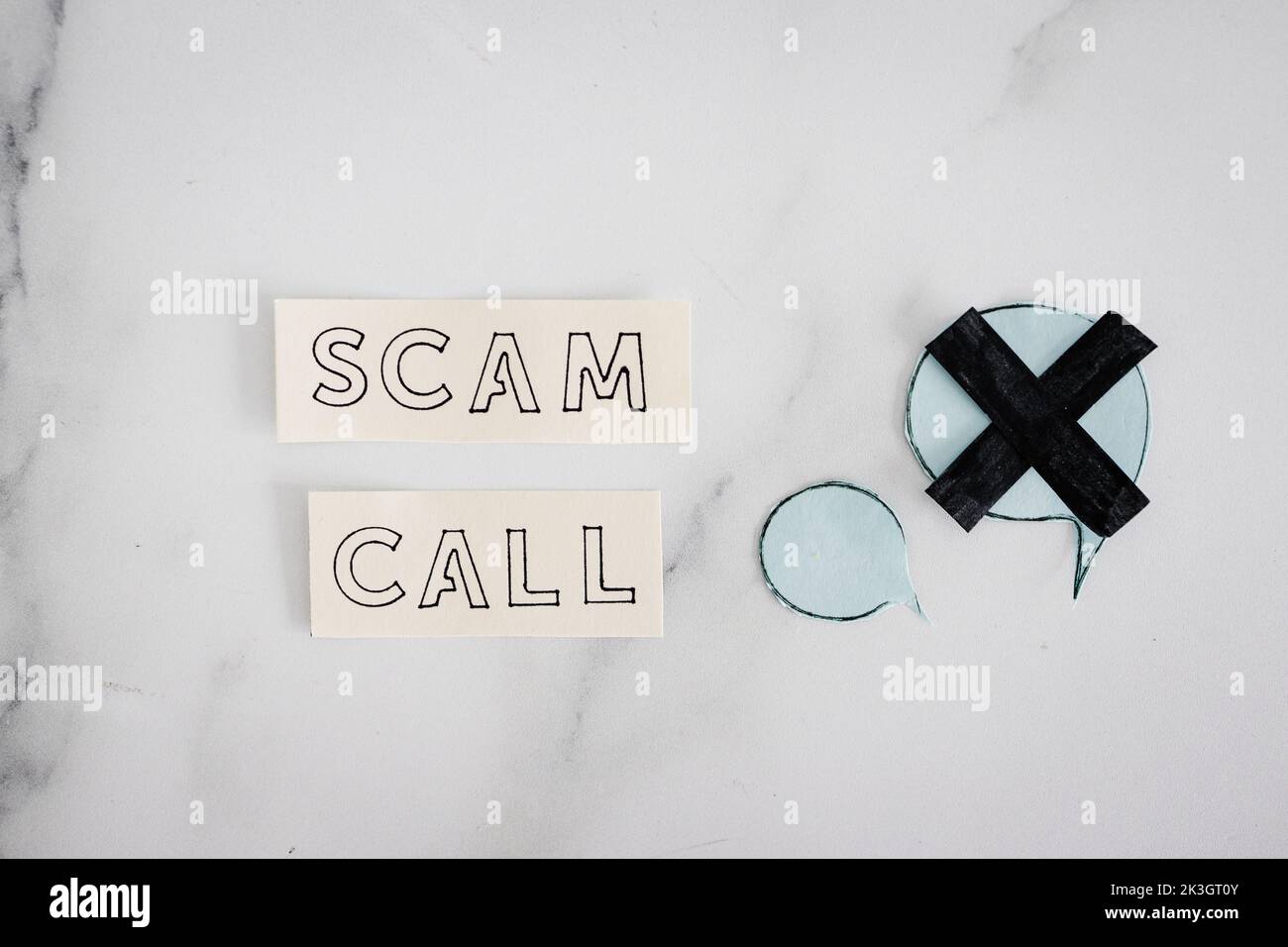 scam calls and personal data theft concept, text with comic bubbles ...