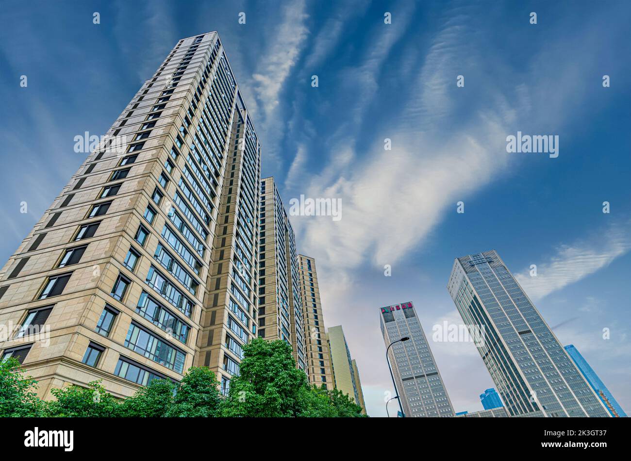 Office buildings in the downtown of Chengdu, Sichuan Province, China ...