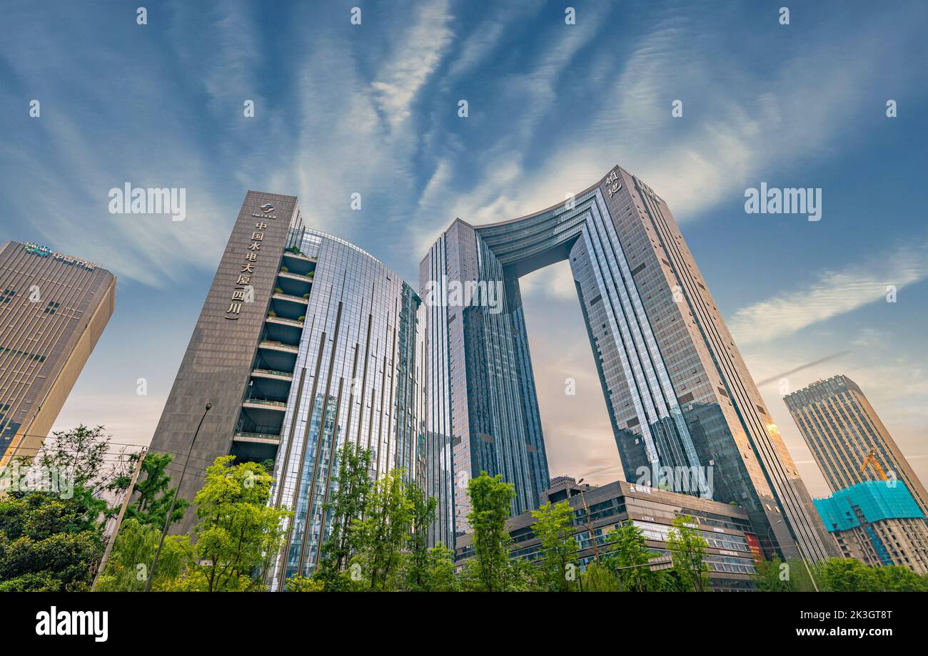 Office buildings in the downtown of Chengdu, Sichuan Province, China ...
