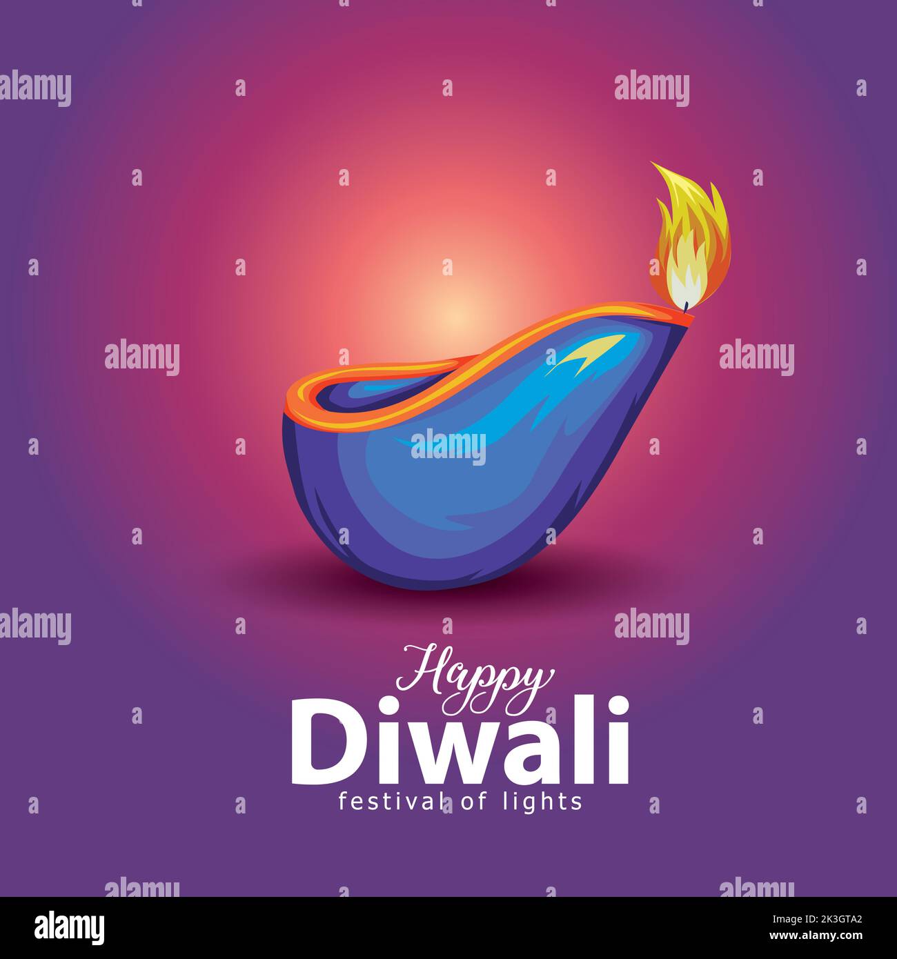 happy Diwali. Indian festivals of light with colorful diya. vector ...