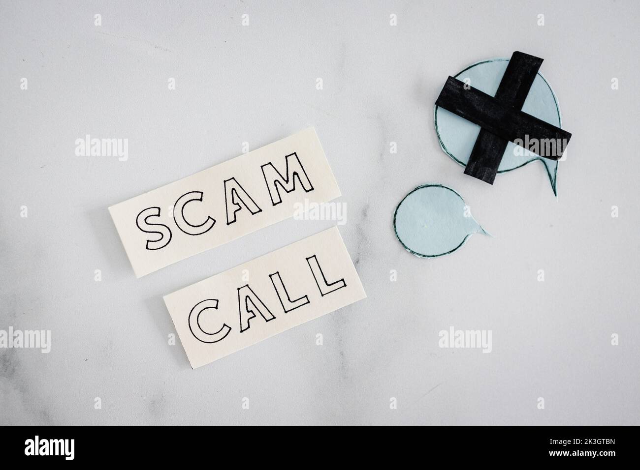 scam calls and personal data theft concept, text with comic bubbles ...