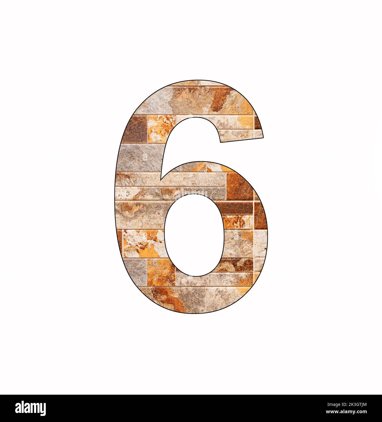 Number 6, digit on tiled background - Veneer texture Stock Photo - Alamy