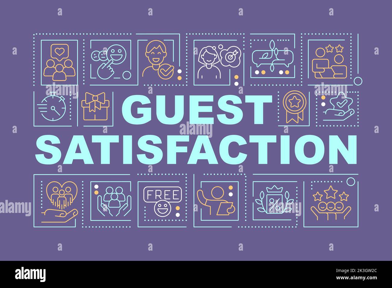 Guest satisfaction in hospitality industry word concepts purple banner ...