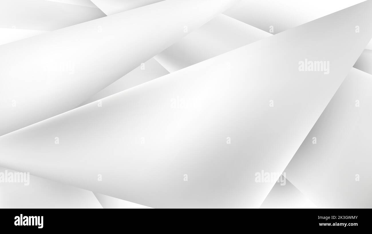 Abstract paper cut style white and gray triangles stripes overlapping ...