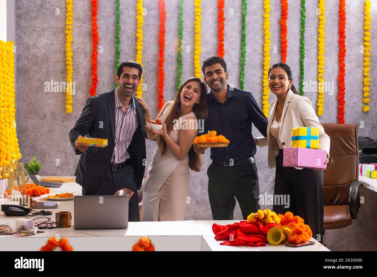 Employee celebrating Diwali together in office Stock Photo - Alamy