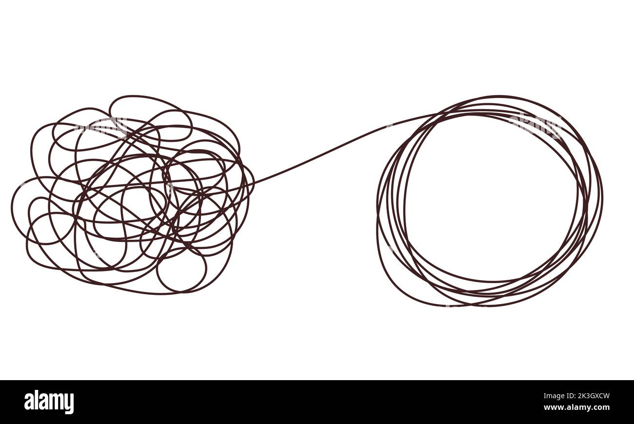 Tangle chaos, psychoterapy concept. Business design in one line, order ...