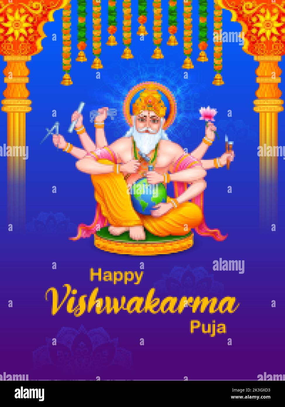 Hindu God Vishwakarma, an architect, and divine engineer of universe ...