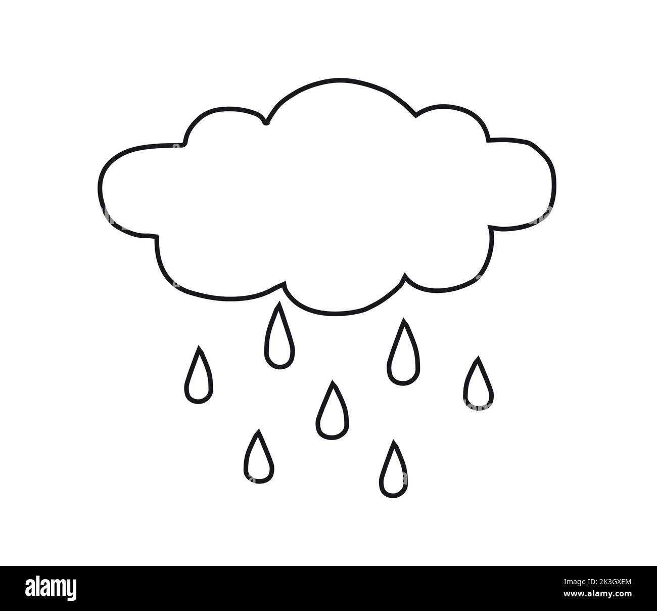 Vector hand drawn doodle sketch raining cloud isolated on white ...