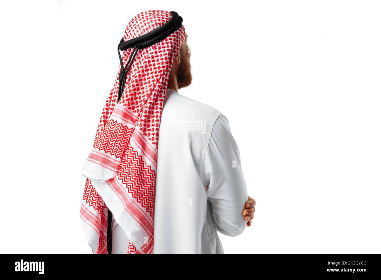 Back view of an Arab man standing on white isolated background Stock ...