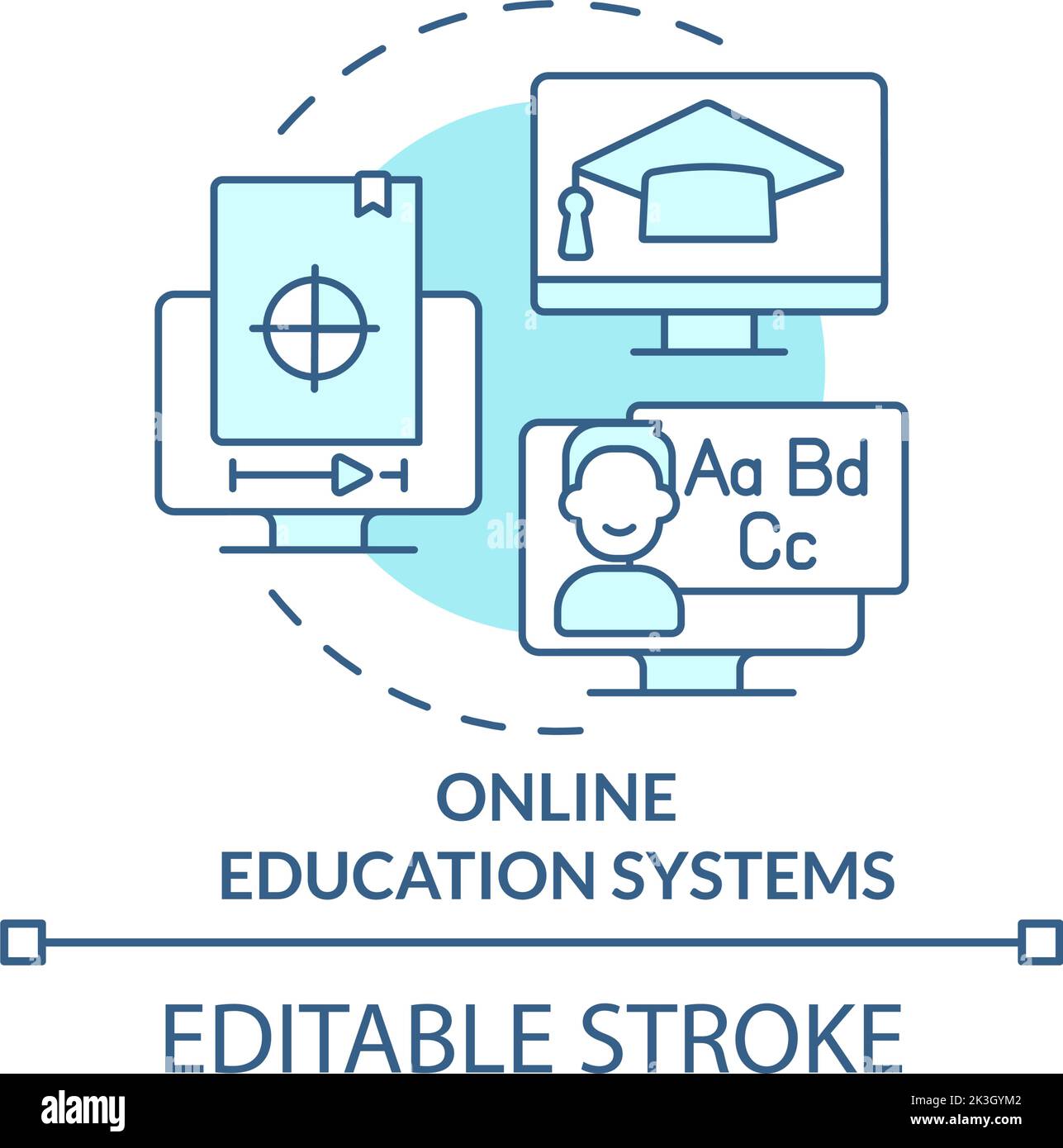 Online education systems turquoise concept icon Stock Vector Image ...