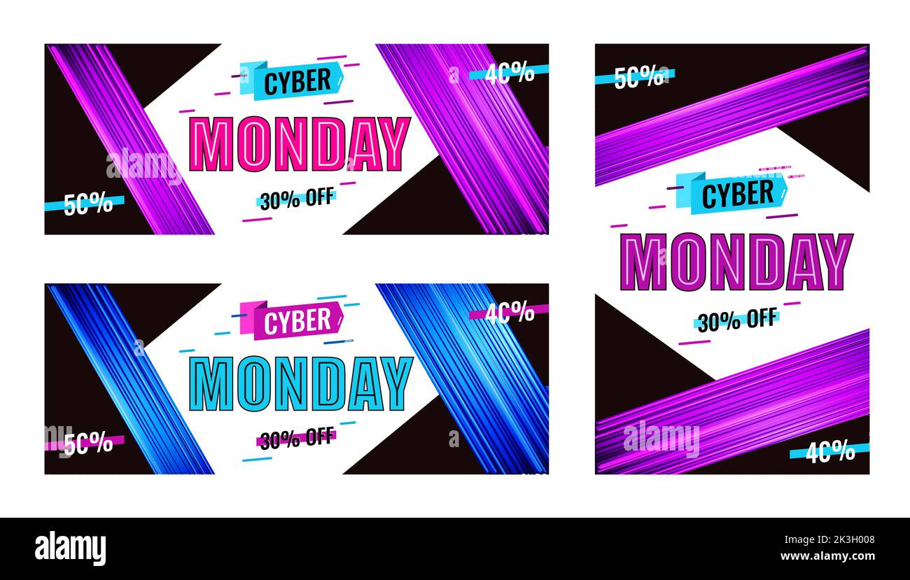 Set Cyber Monday banner in modern style. promotional discounts from ...
