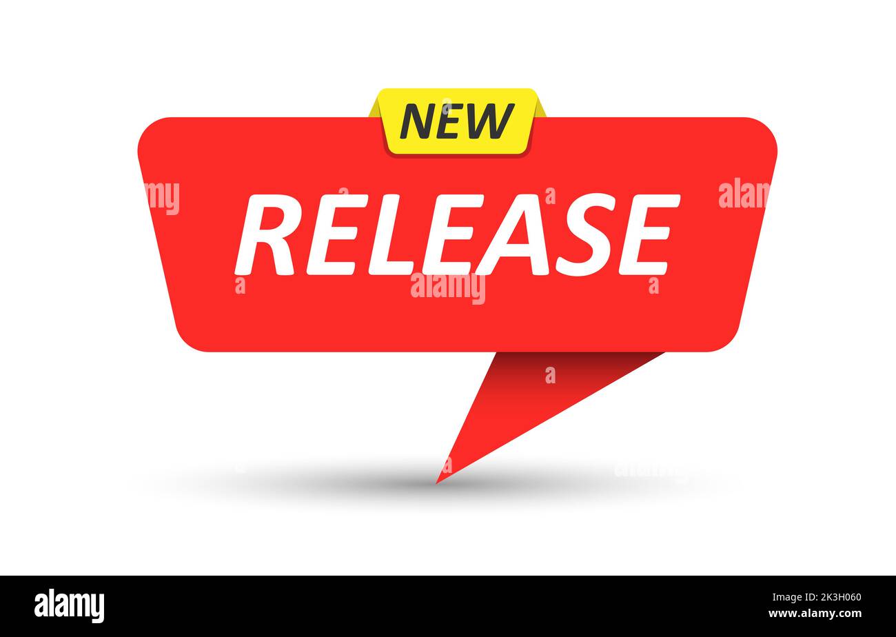 New Release. Vector banner, pointer, sticker, label or speech bubble ...