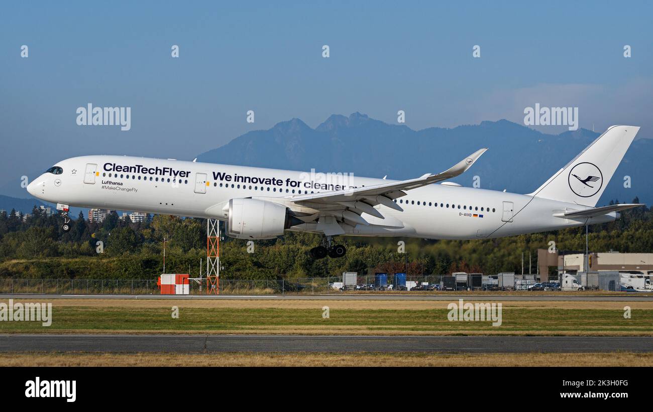 Richmond, British Columbia, Canada. 26th Sep, 2022. A Lufthansa Airbus ...