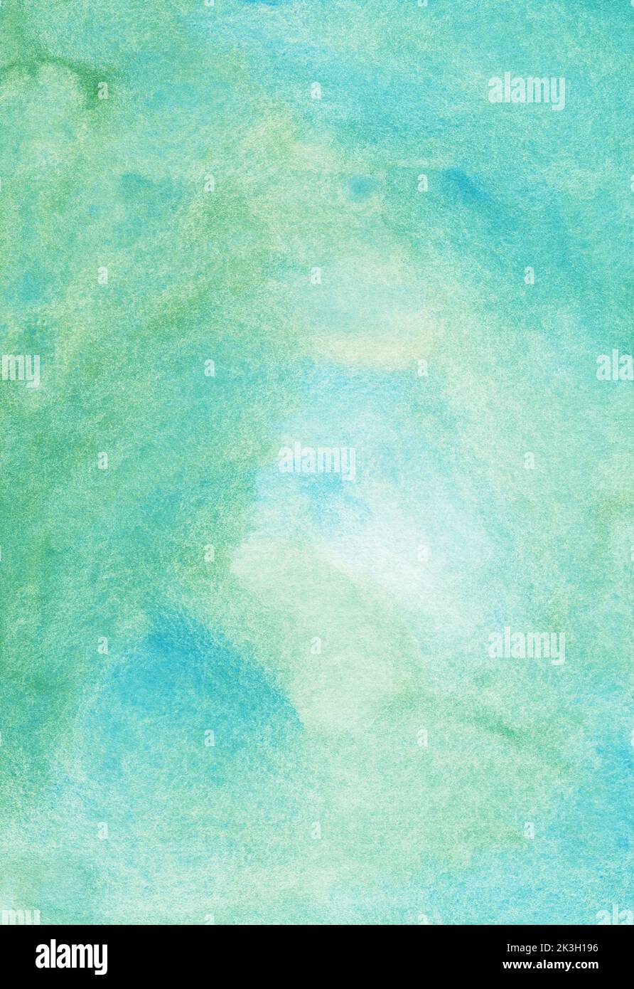 Watercolor green and blue background texture. Light stains on paper ...