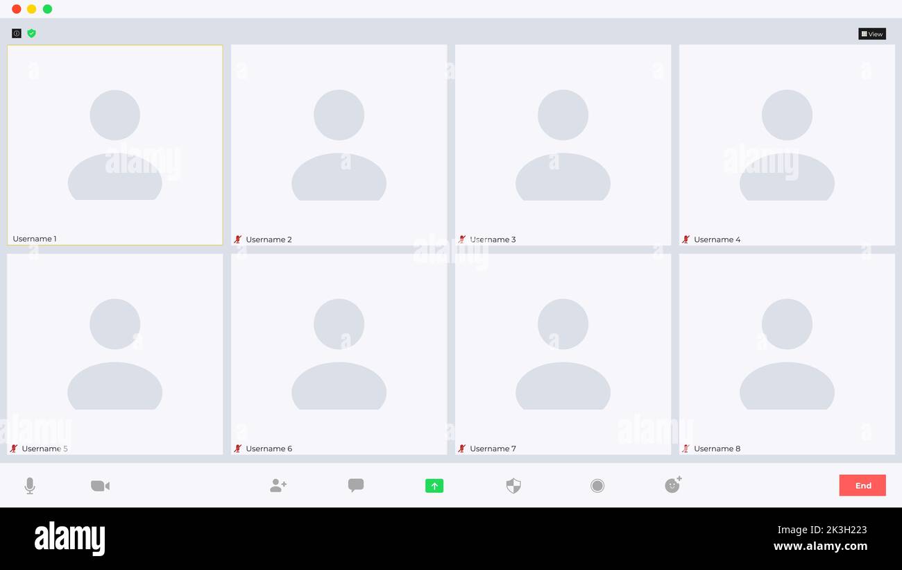 Video conference user interface. Video call screen interface template ...