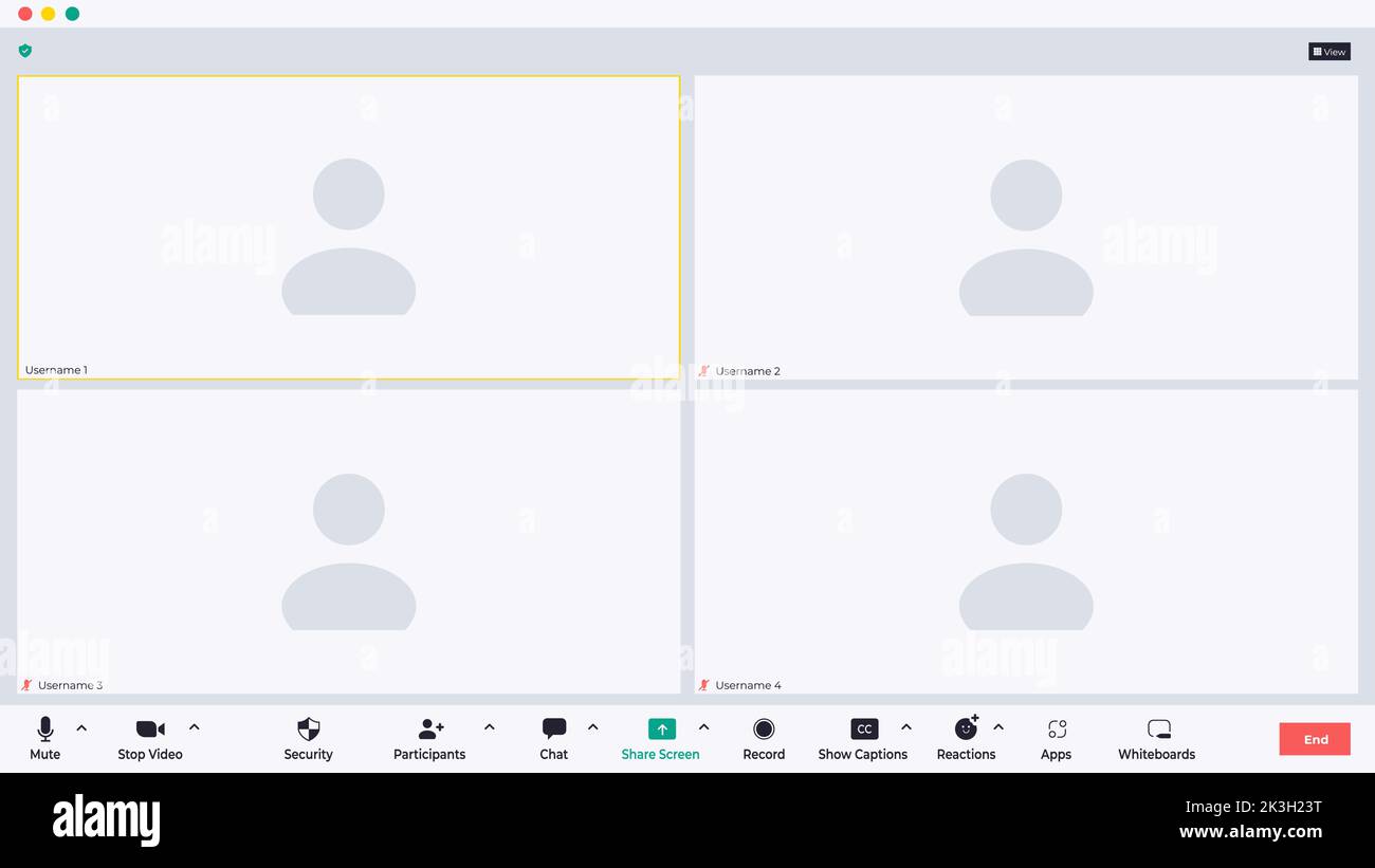Group video meeting user interface, video conference calls window ...