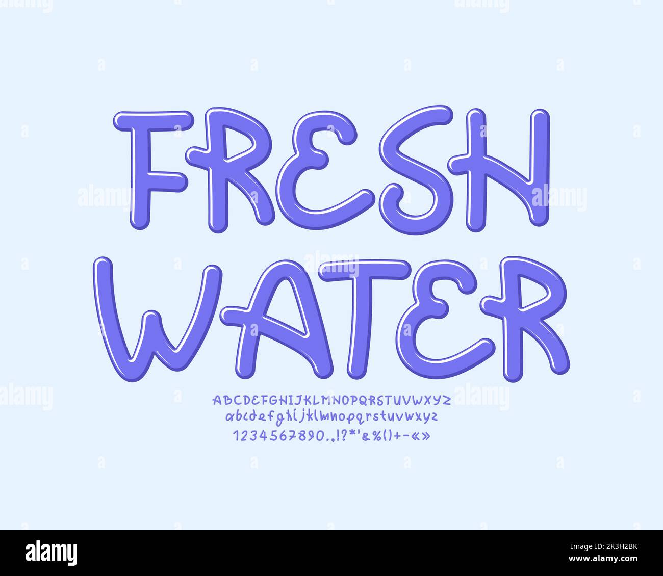 Original emblem Fresh Water with blue handwritten lettering font ...
