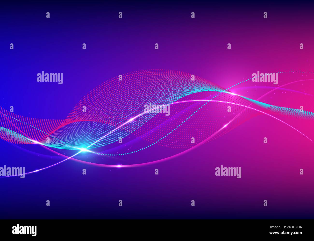 Abstract technology futuristic concept wave lines and dots particles ...