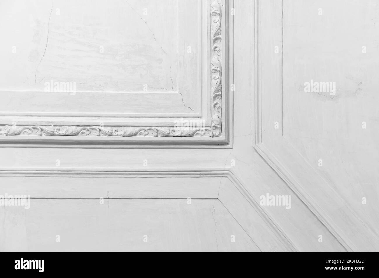 White wall with classic decoration, abstract interior fragment with a ...
