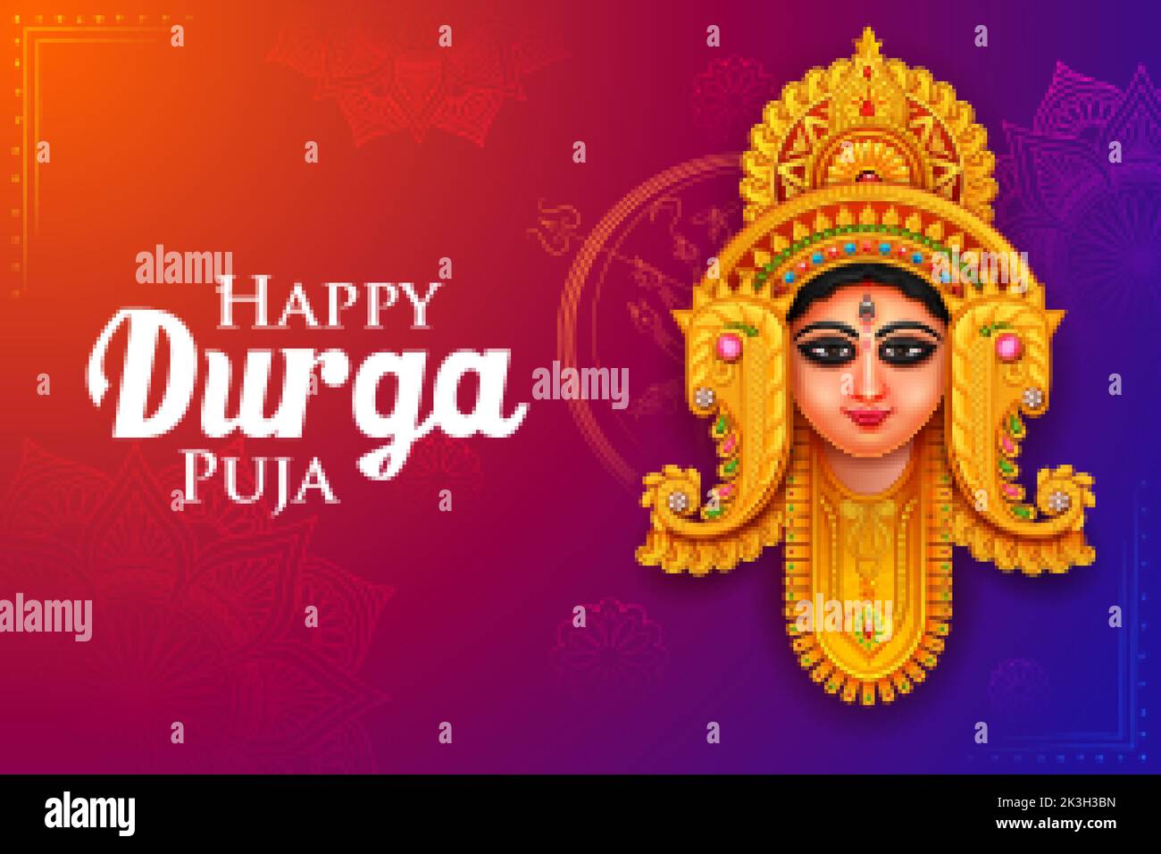 Goddess Durga Face in Happy Durga Puja Subh Navratri Indian religious ...
