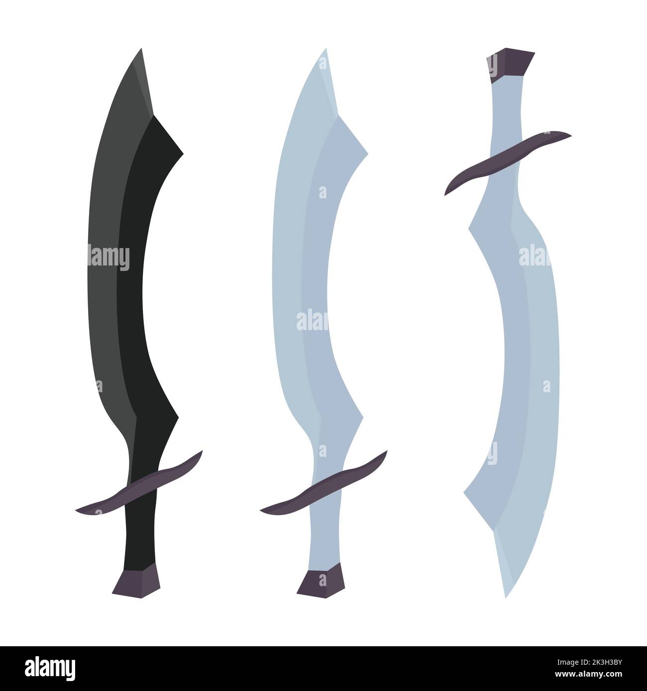 set of two Metal Sword, straight swords, Asia sword, vector realistic ...