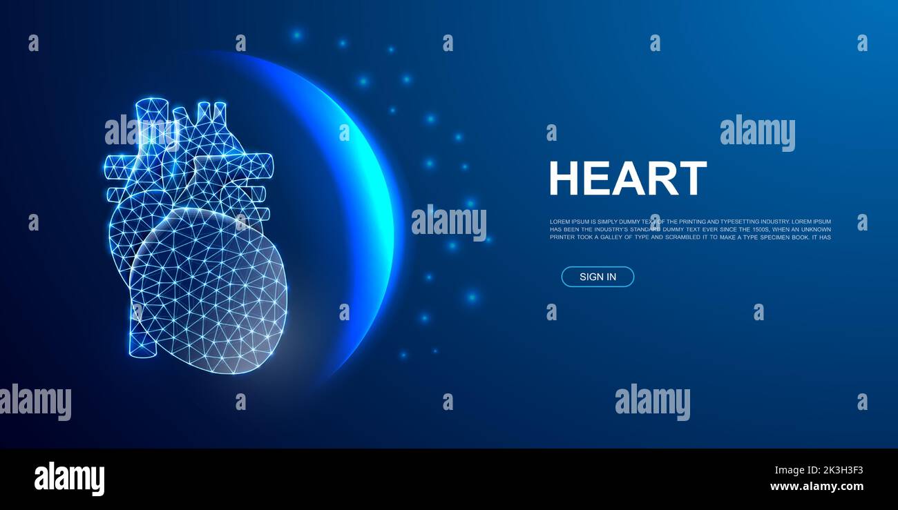 Heart 3d polygonal symbol for website template. Low poly Internal organ ...