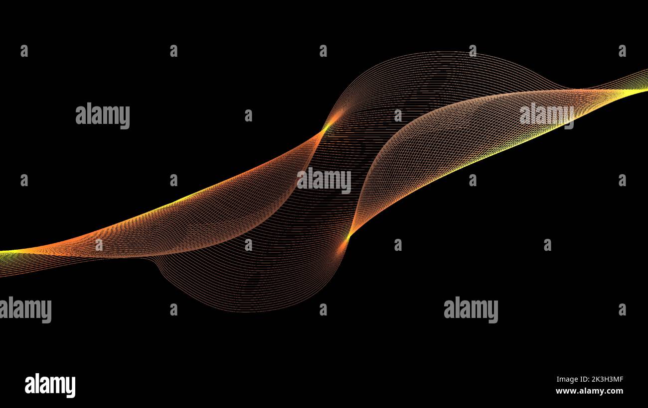 Abstract golden wave distorted lines with lighting effect decoration on ...