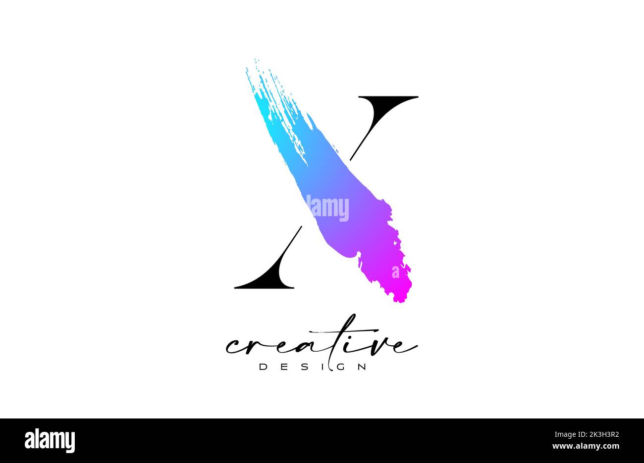 Brush Letter X logo desgn with Artistic Colorful Blue Purple Paintbrush ...