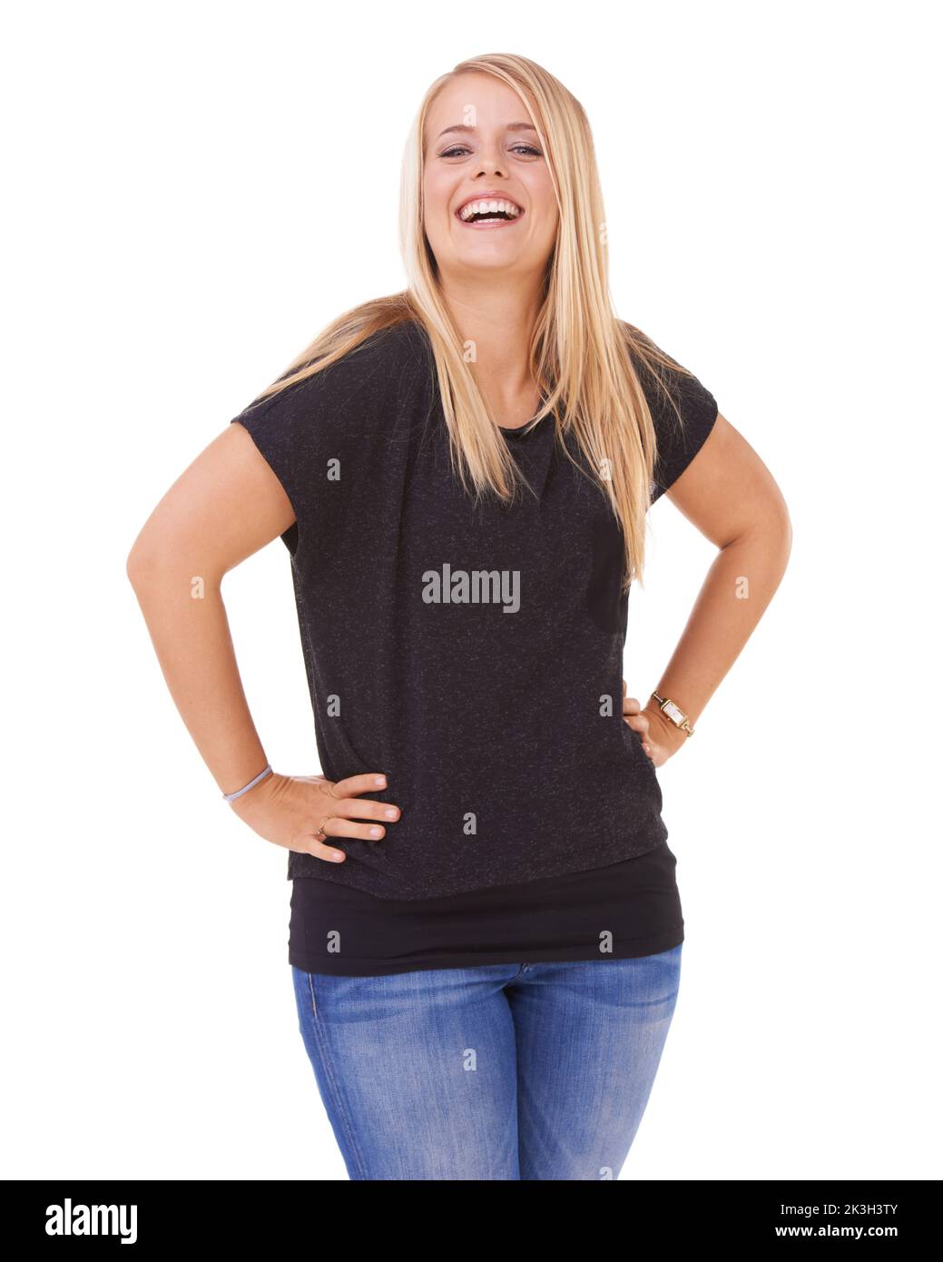 She always laughs so easily. Portrait of a confident woman posing in ...