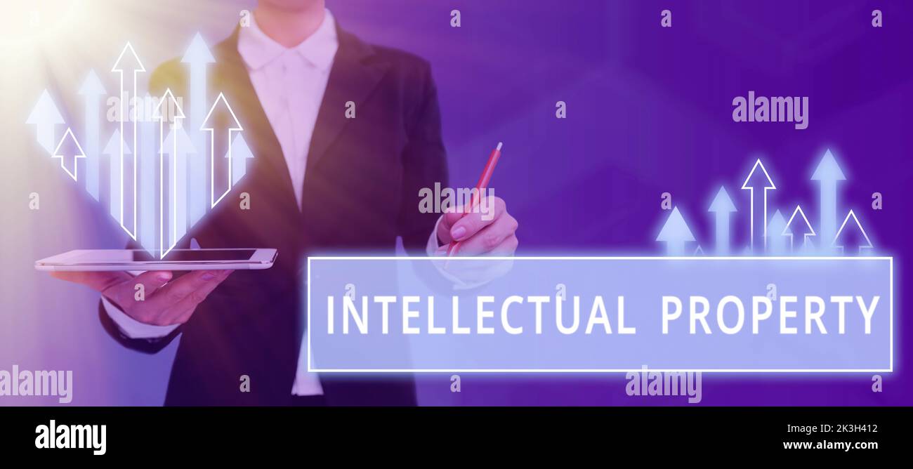Sign displaying Intellectual Property. Concept meaning Protect from ... Sign displaying Intellectual Property. Concept meaning Protect from ...