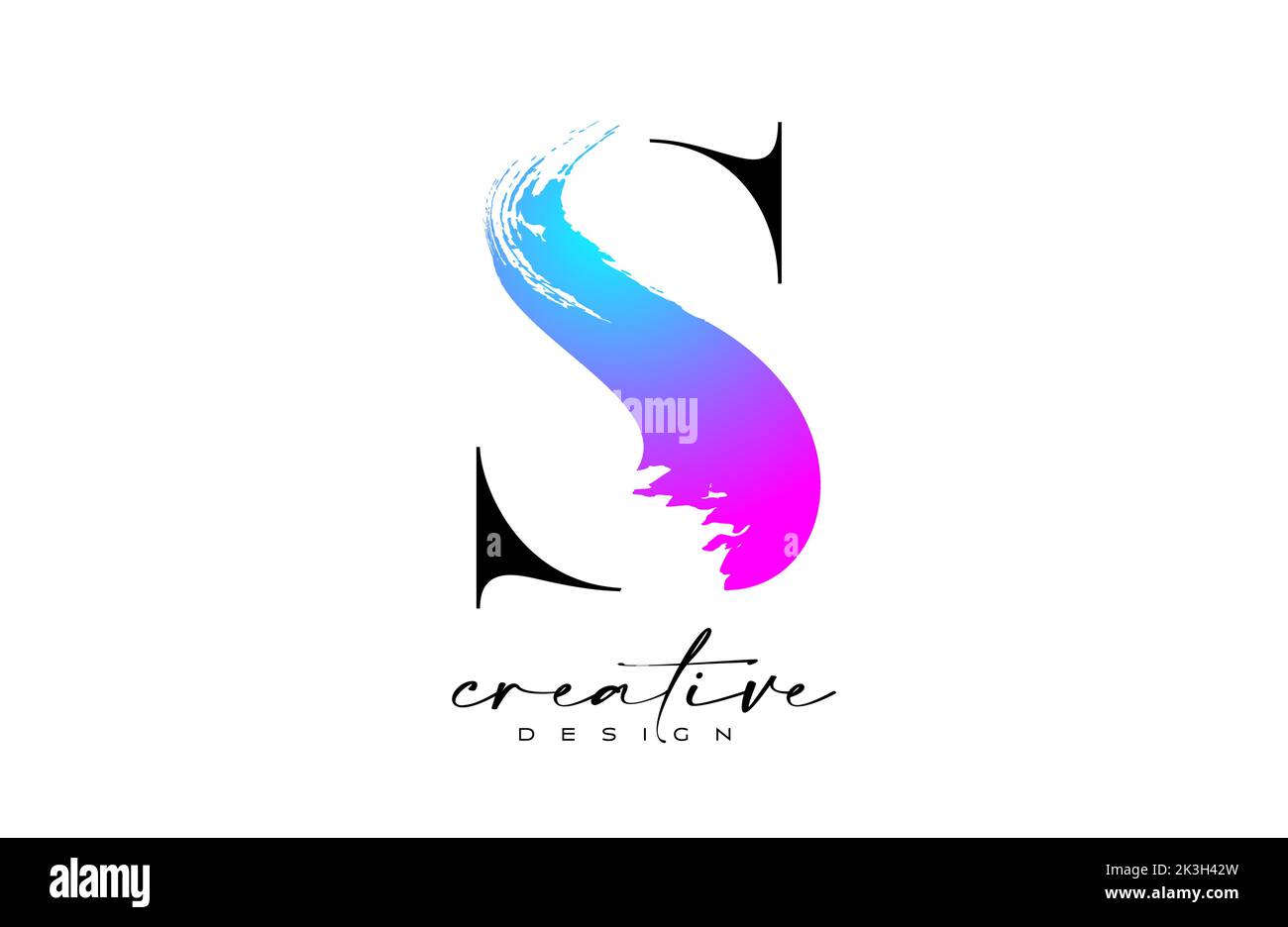 Brush Letter S logo desgn with Artistic Colorful Blue Purple Paintbrush ...