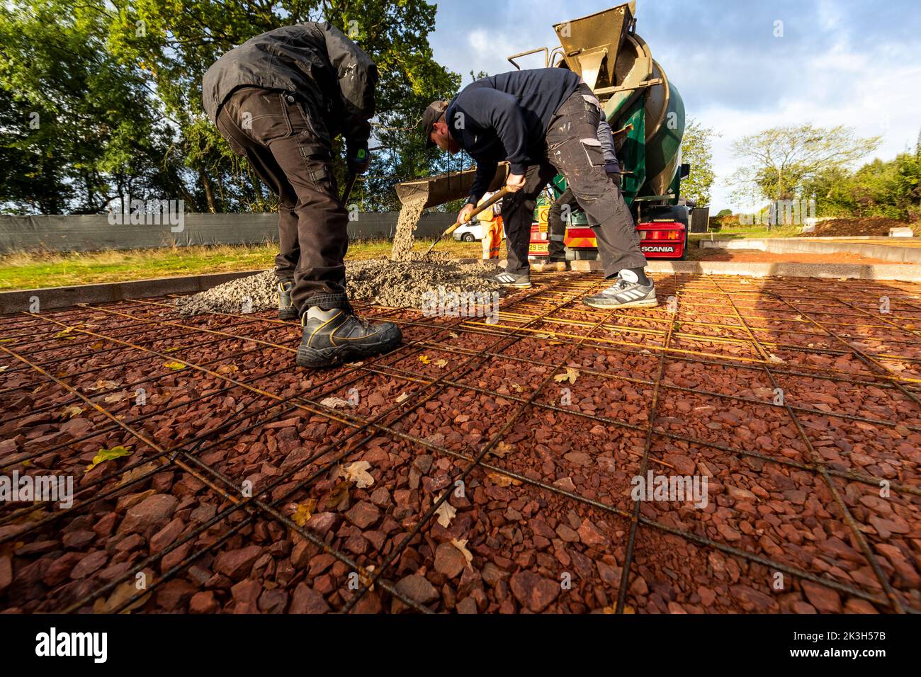 Early morning concrete pouring of a stable block slab. Seen as lacking ...
