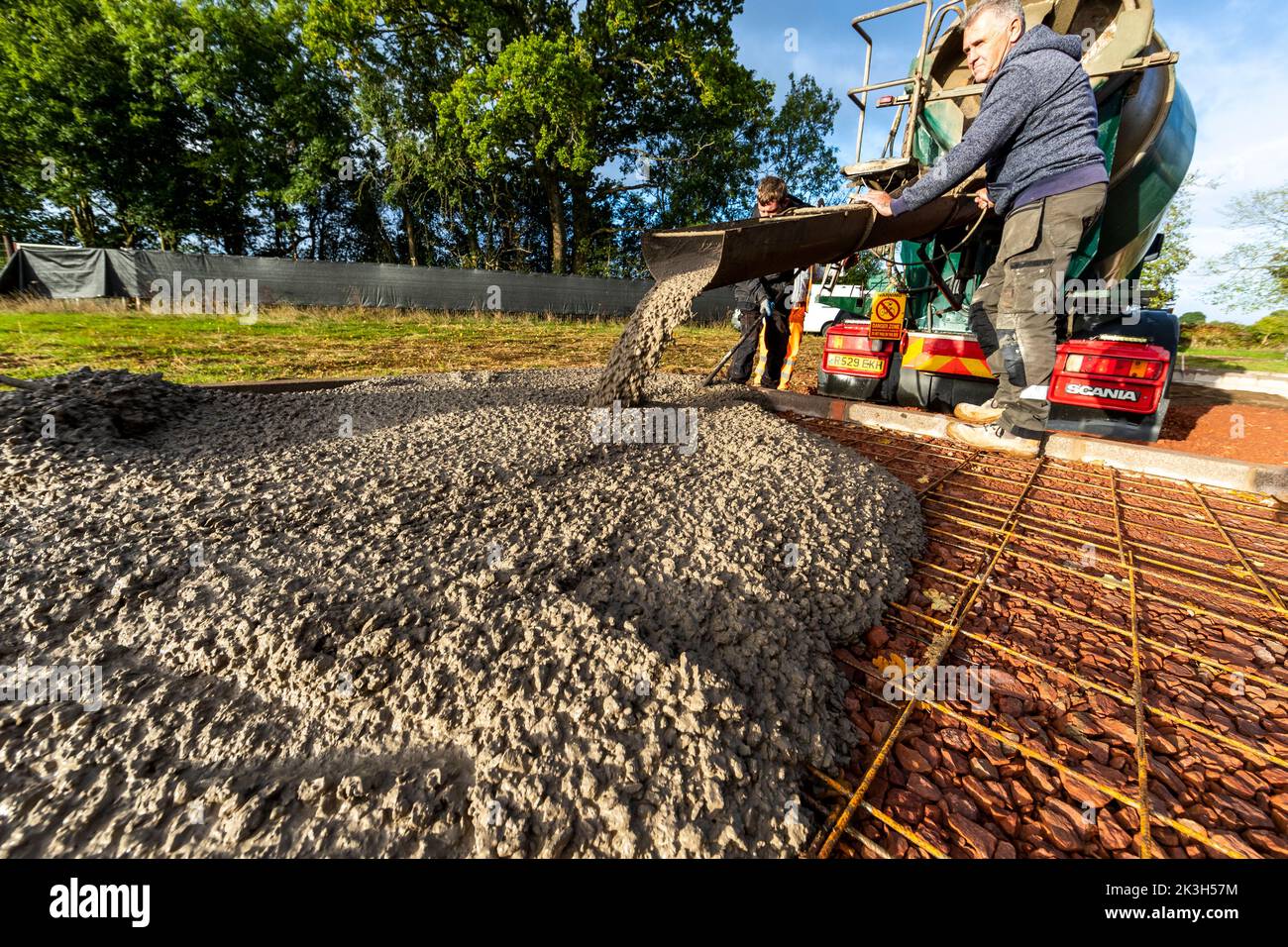 Early morning concrete pouring of a stable block slab. Seen as lacking ...
