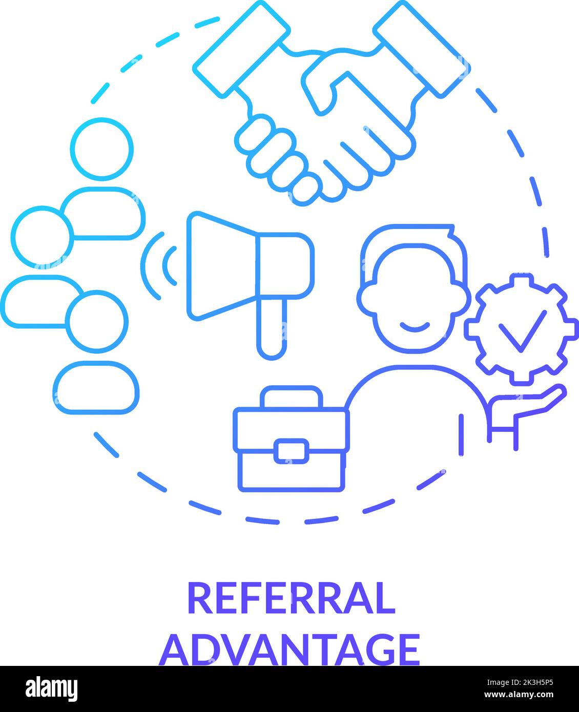 Referral advantage program blue gradient concept icon Stock Vector ...