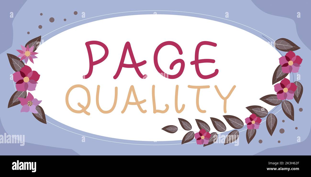 Text caption presenting Page Quality. Business overview Effectiveness ...