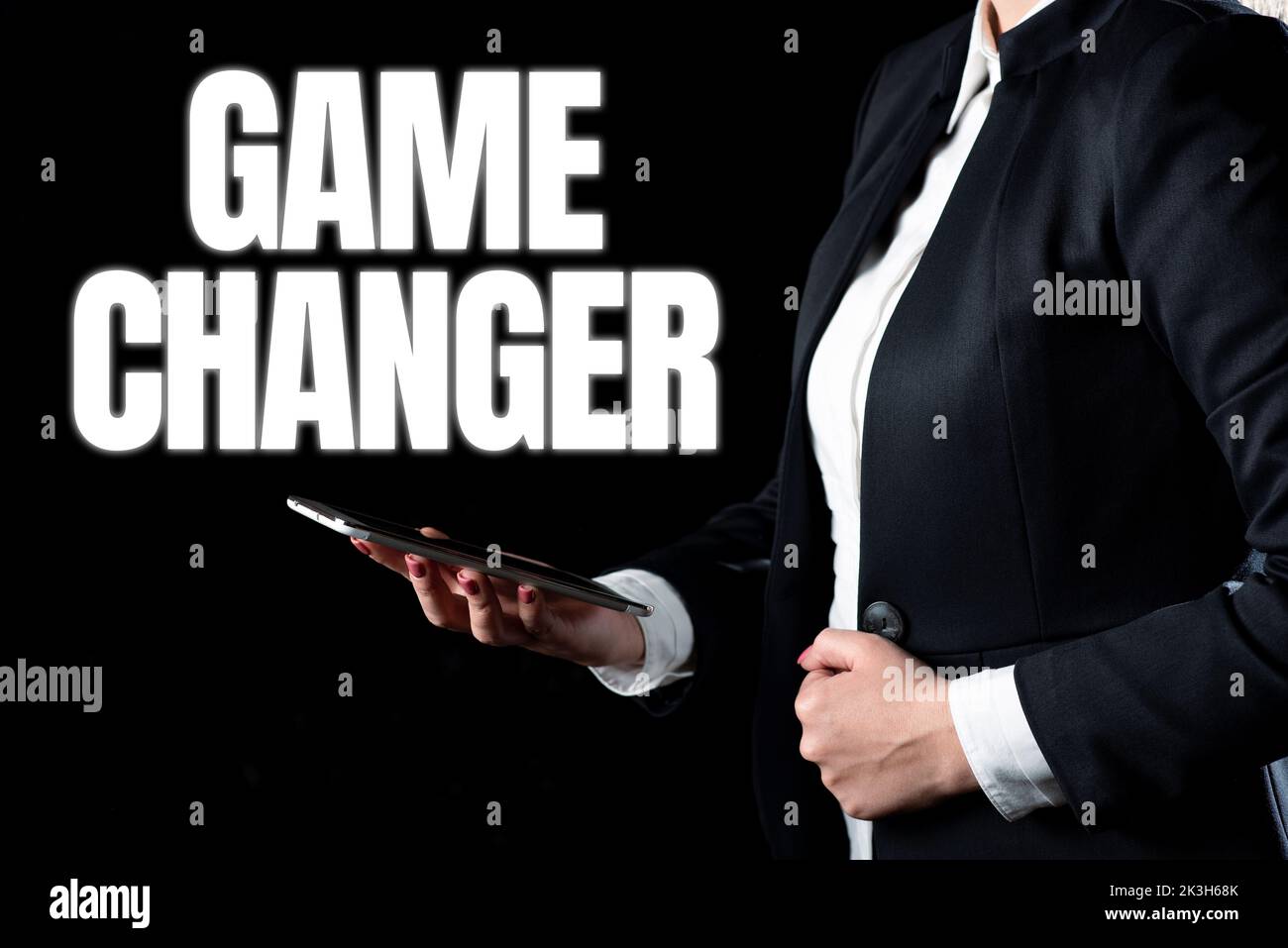 Hand writing sign Game Changer. Word Written on Sports Data Scorekeeper ...