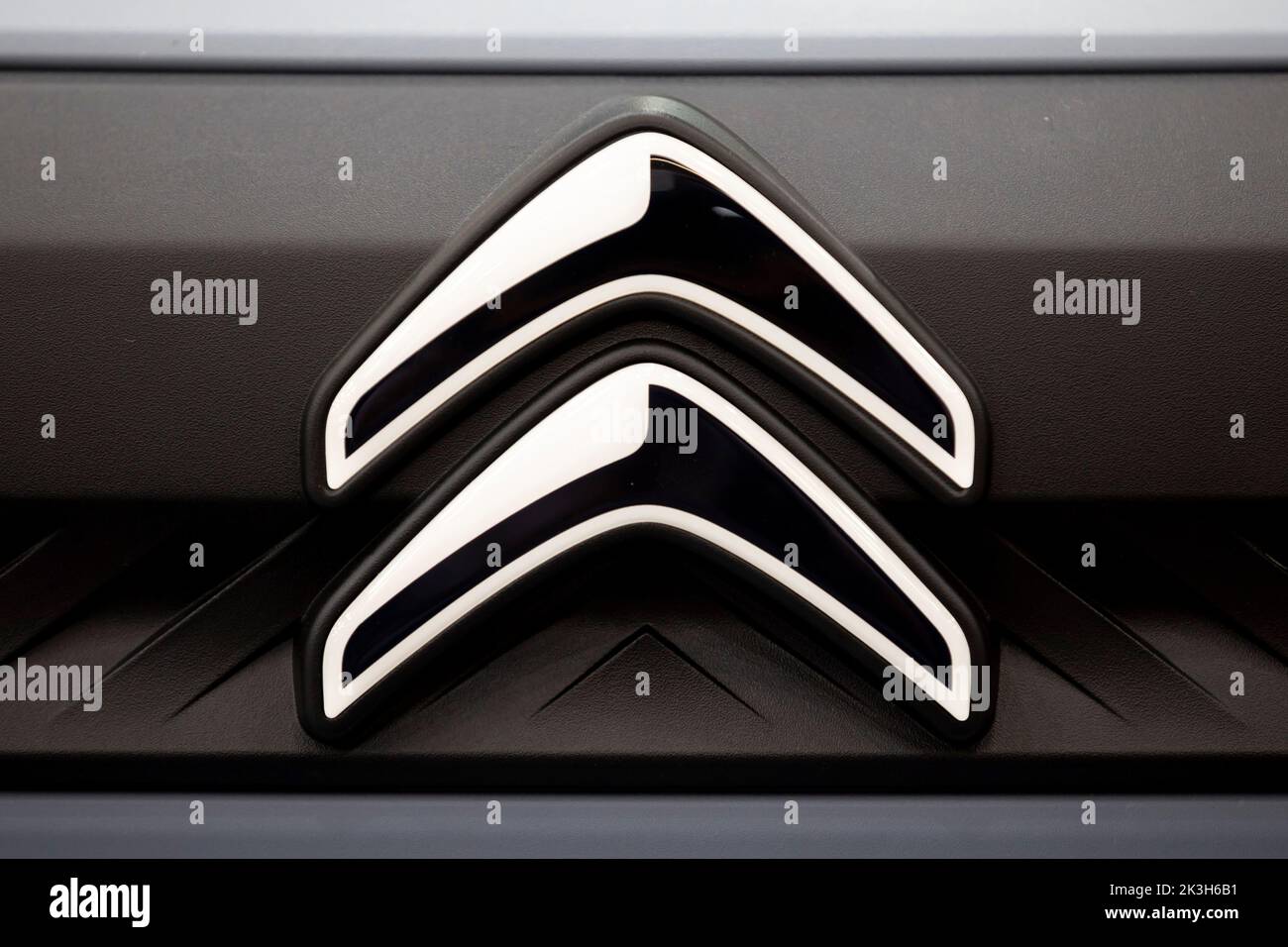 Sofia, Bulgaria - 3 June, 2022: Close-up of Citroen logo is seen at ...