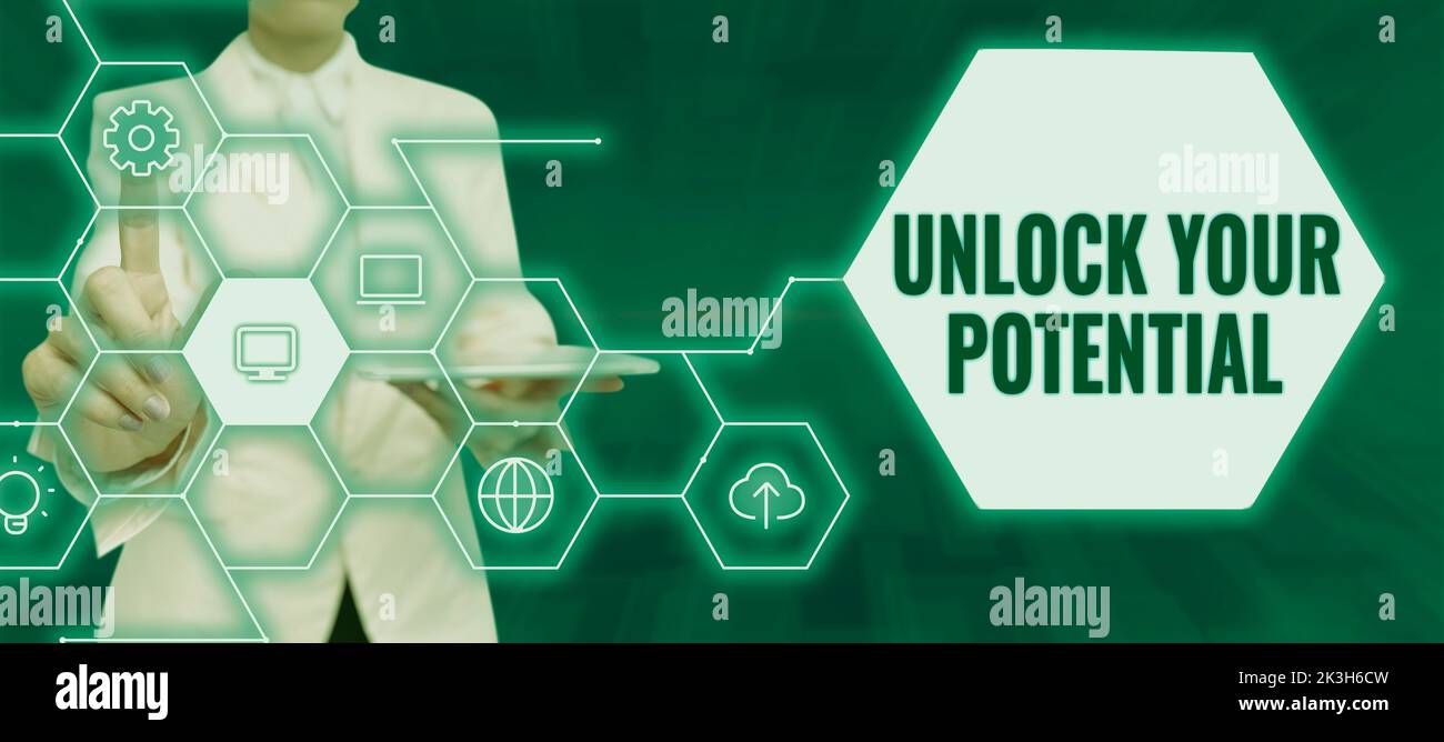 Text caption presenting Unlock Your Potential. Word Written on Maximize ... Text caption presenting Unlock Your Potential. Word Written on Maximize ...