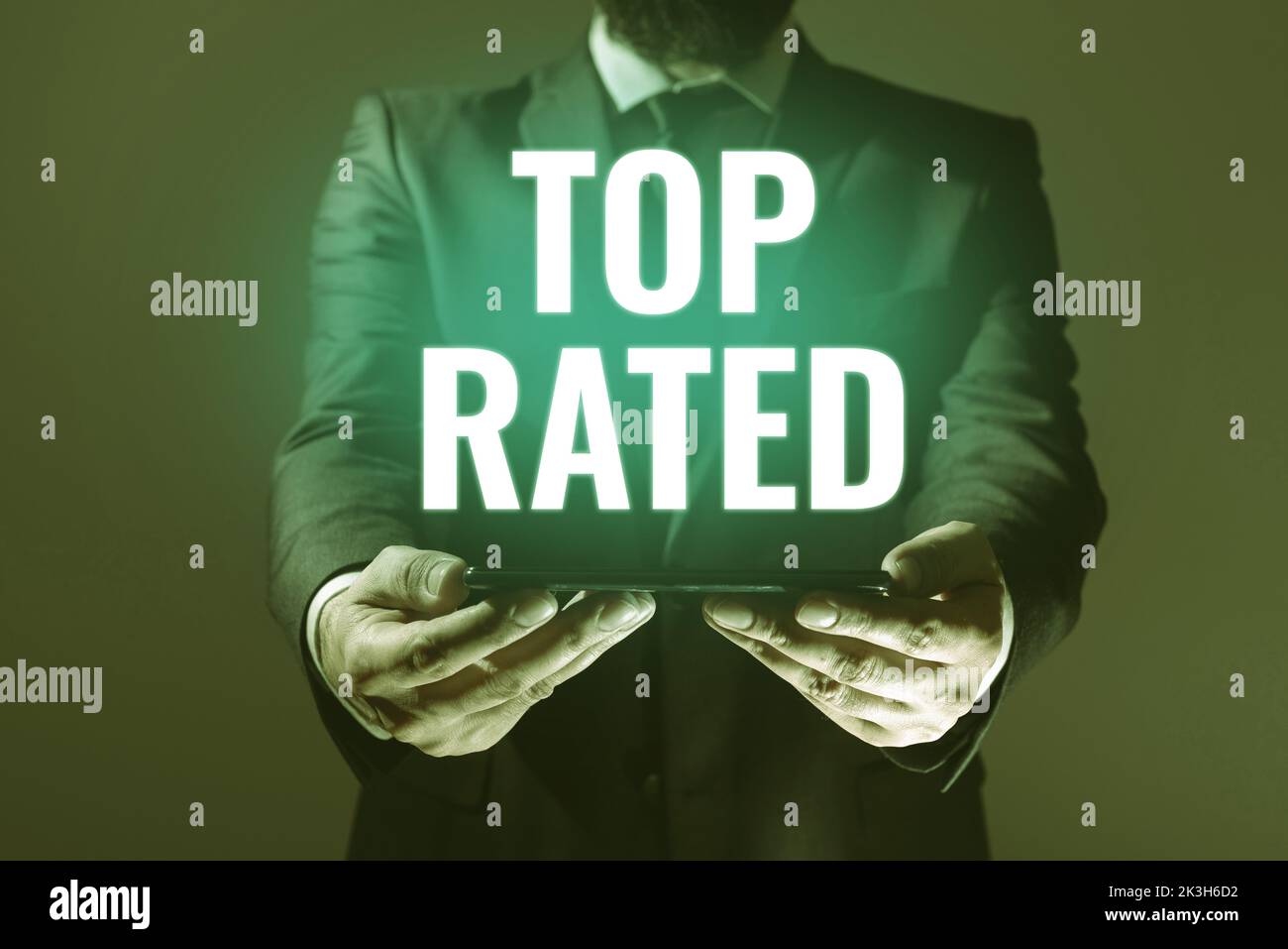Text sign showing Top Rated. Business idea The high amount of a charge ...