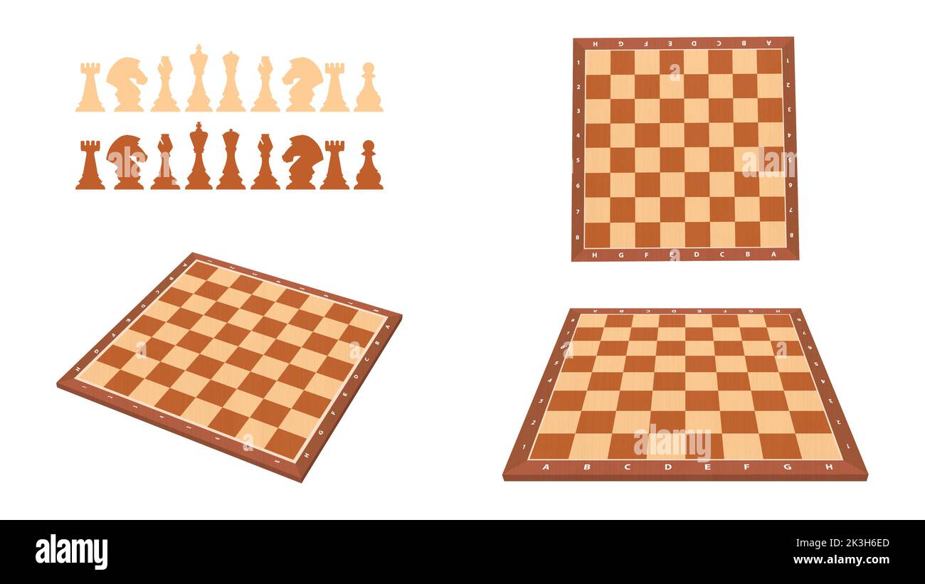 wooden chess board isolated on white background, vector illustration ...