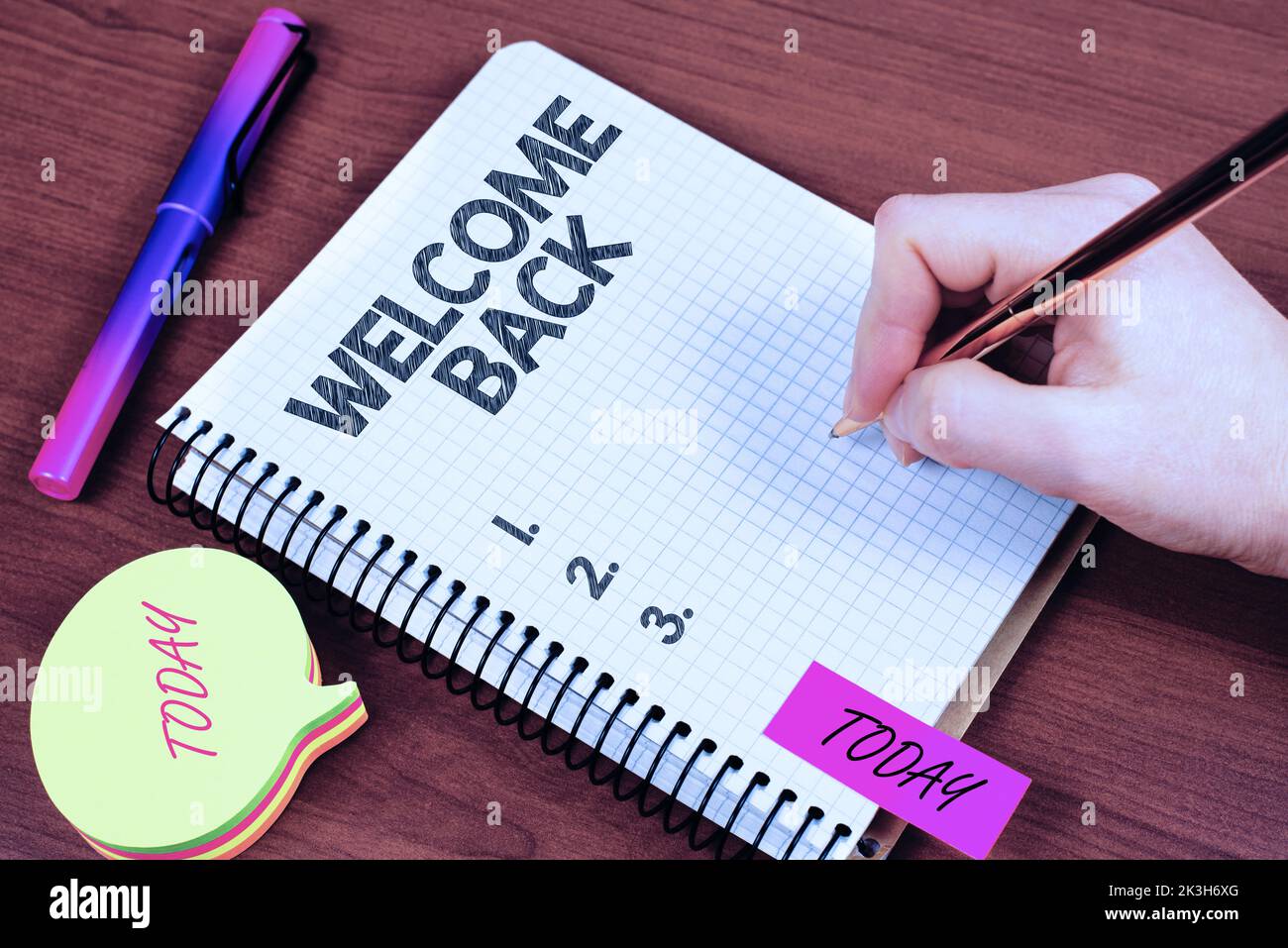 Hand writing sign Welcome Back. Business overview Warm Greetings ...