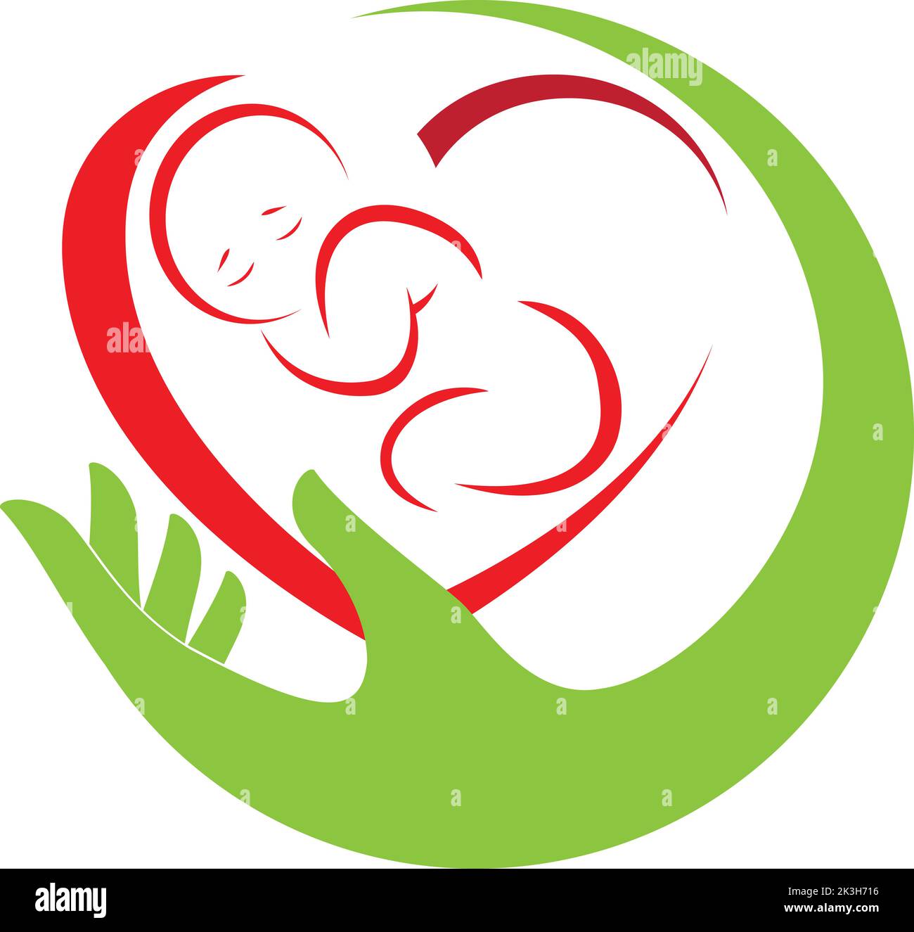 Heart and toddler, child, baby, midwife, pediatrician, logo Stock ...