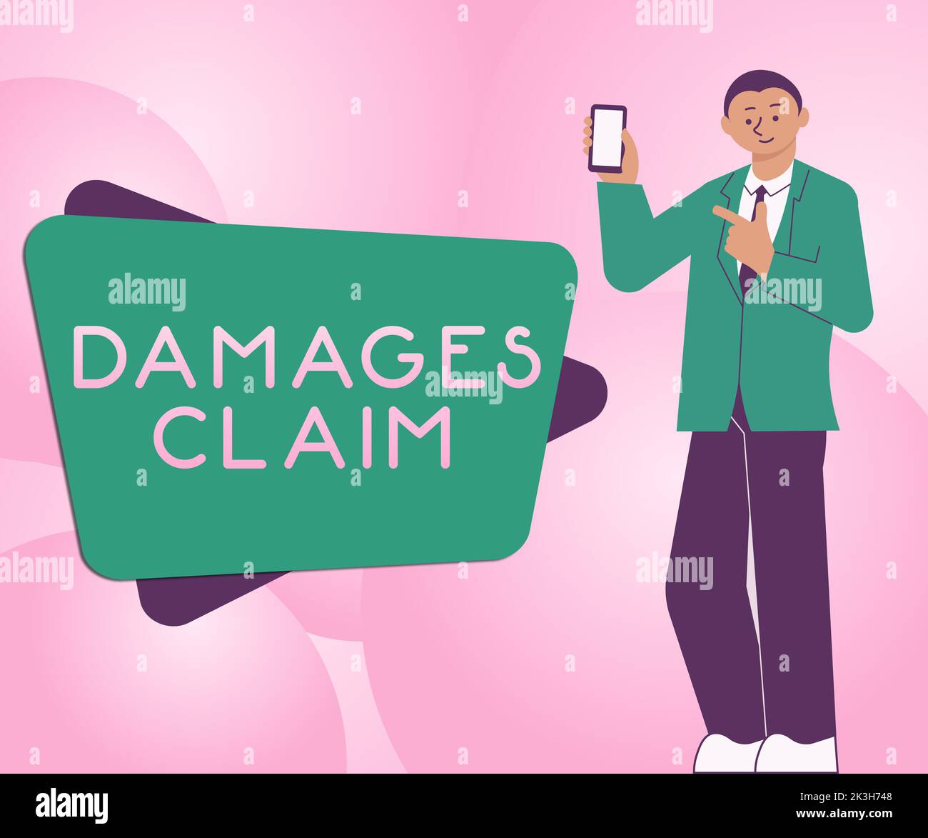Text caption presenting Damages Claim. Internet Concept Demand ...