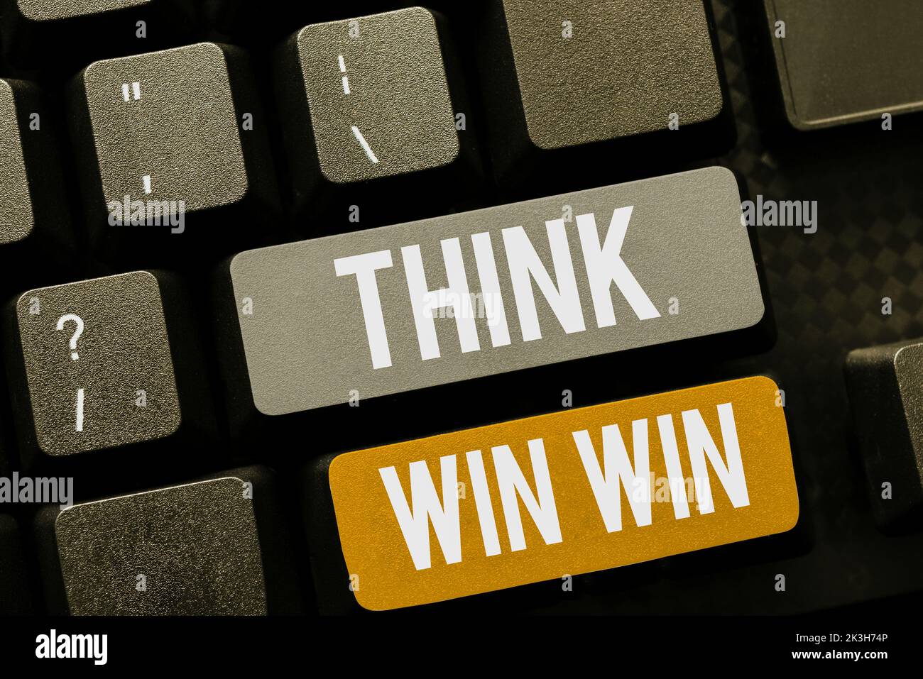 Hand writing sign Think Win Win. Concept meaning Business Strategy ...