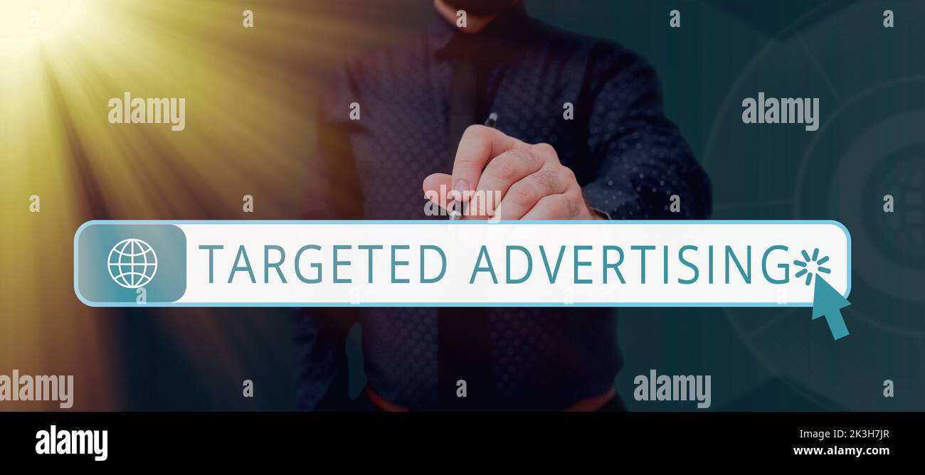 Hand writing sign Targeted Advertising. Business showcase Online ...