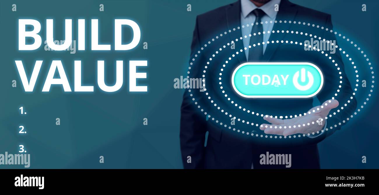 Text caption presenting Build Value. Business concept efficient enough ...