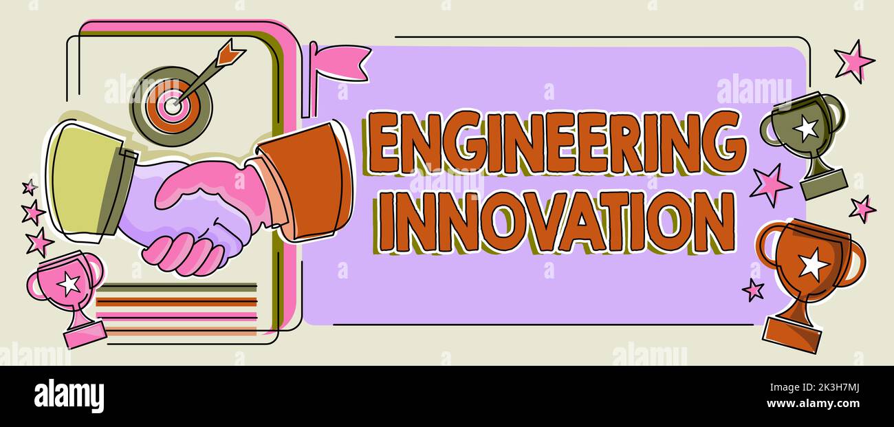 Text caption presenting Engineering Innovation. Concept meaning Process ...