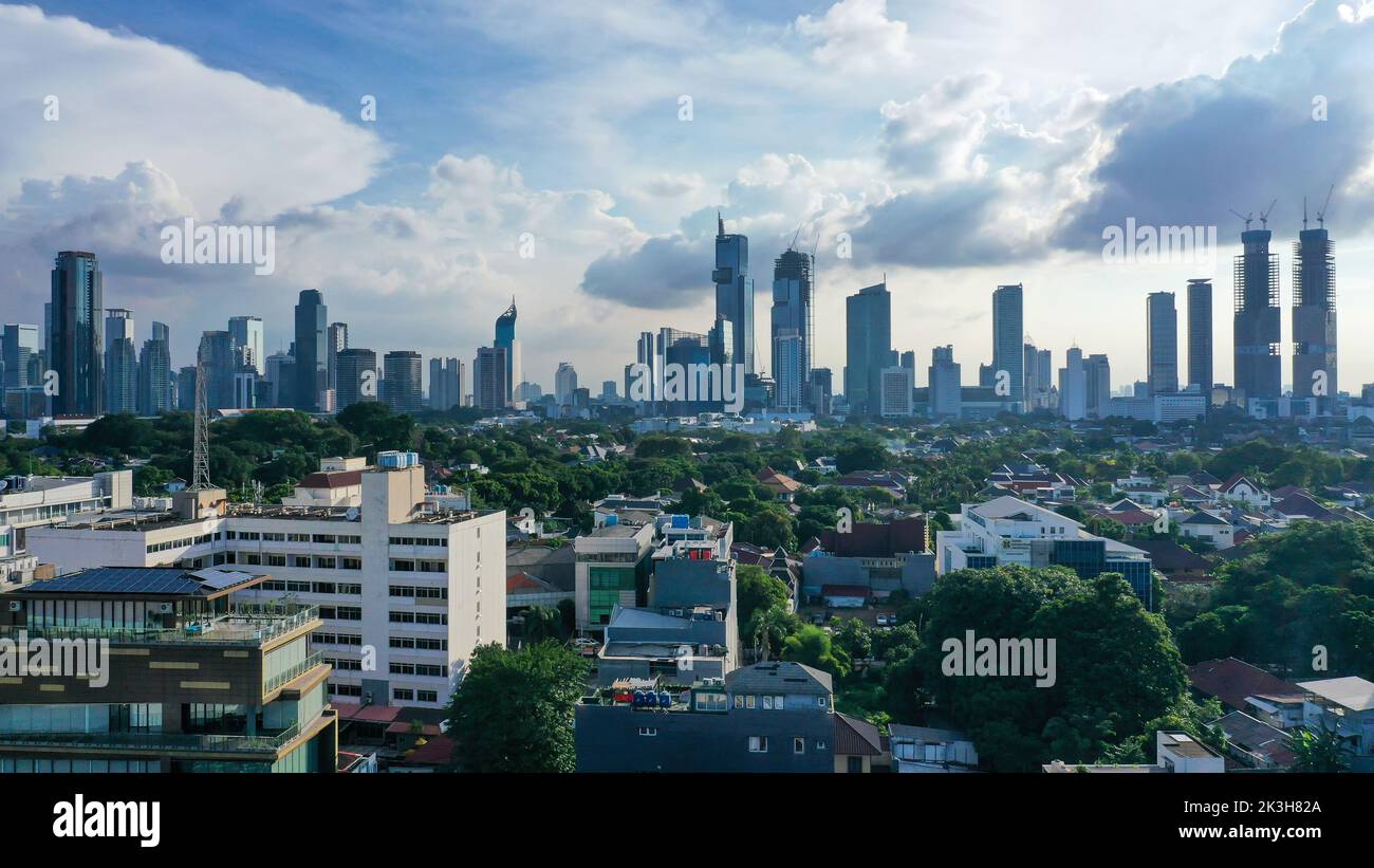Aerial View of Jakarta Downtown Skyline with High-Rise Buildings With ...